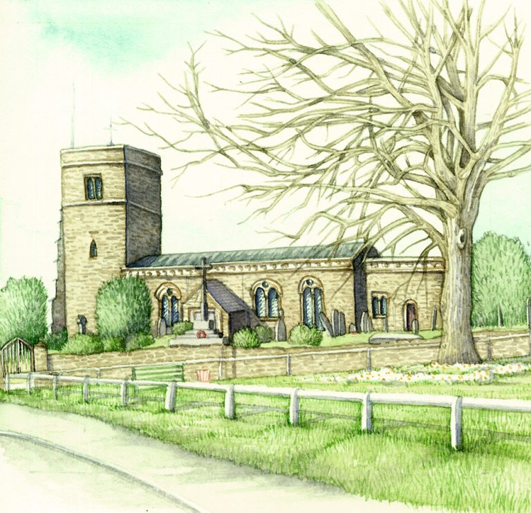 Husthwaite church village view - Lizzie Harper